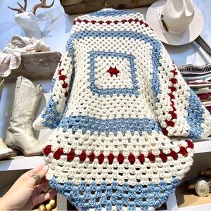 Vintage | Sweaters | Artisan Mega Granny Square Cabin Cocoon Kimono W ...